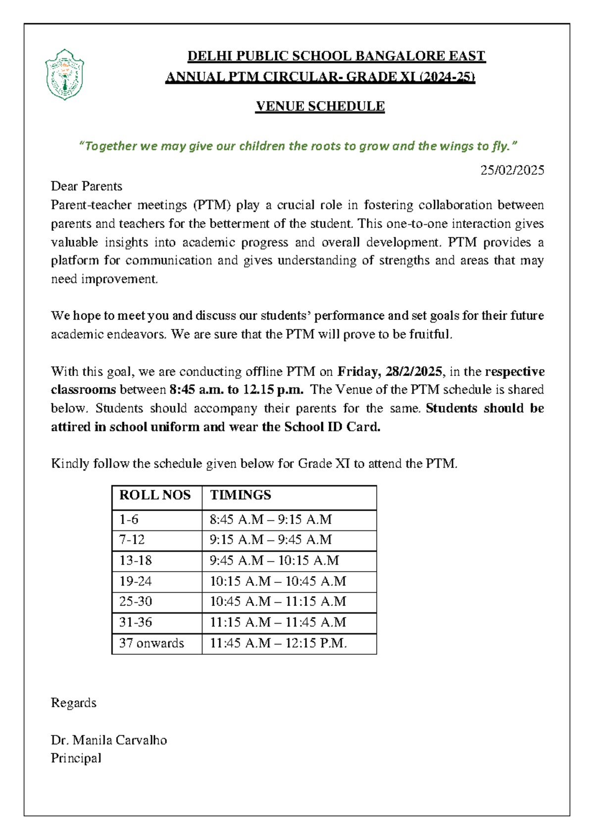 4372 Annual PTM Circular - Venue Schedule 2025 - DELHI PUBLIC SCHOOL ...