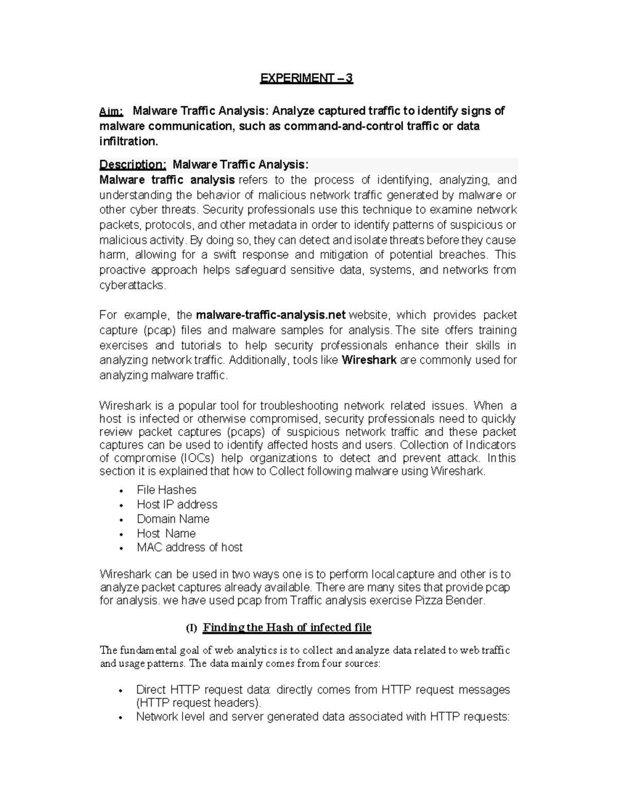 Malware Traffic Analysis Experiment 3: Identifying Malware ...