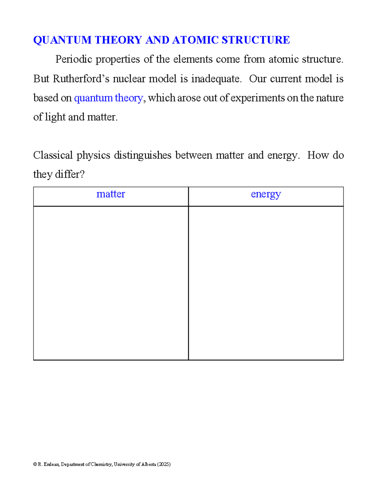 CHEM 202: Quantum Theory & Atomic Structure - Lecture 3 & 4 Notes - Studocu