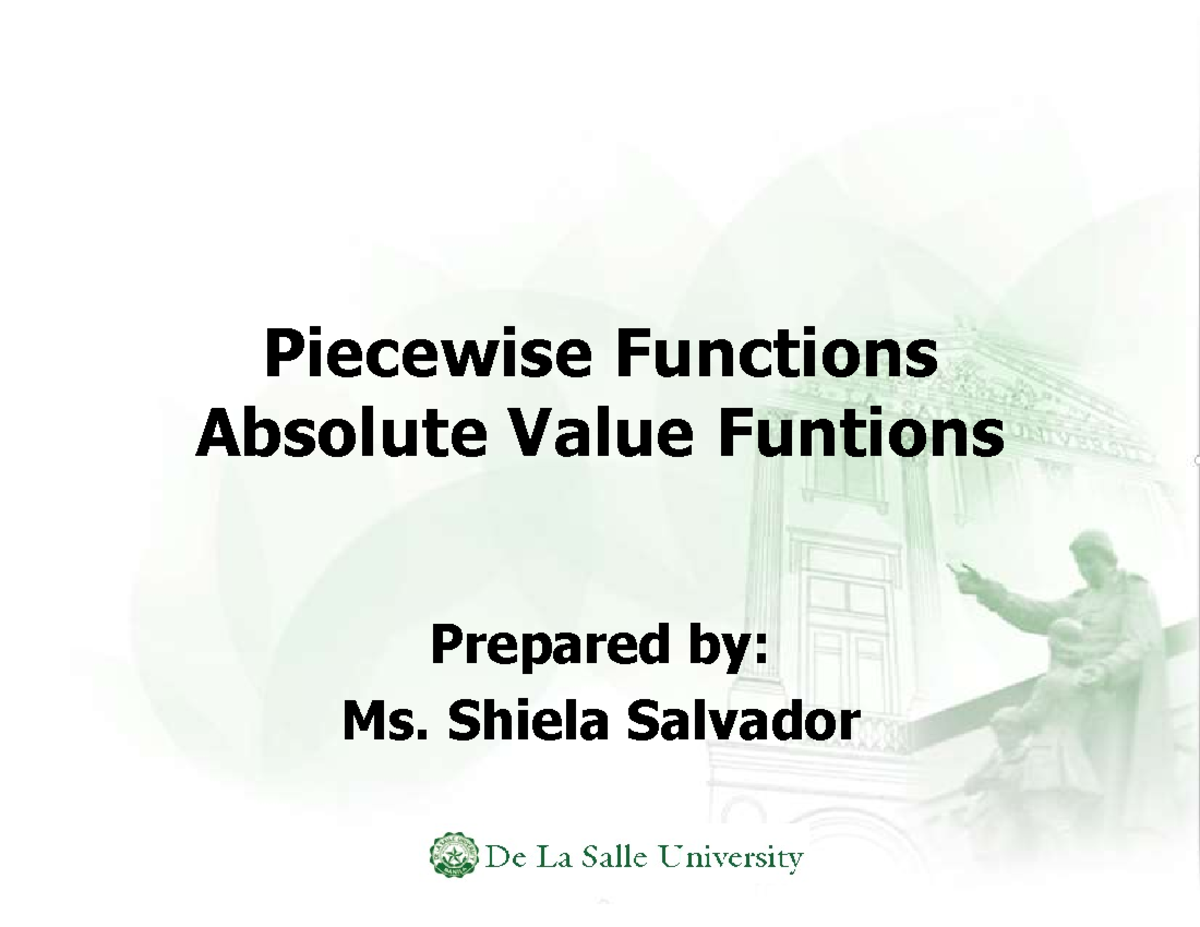 Piecewise and Absolute Value Functions - Piecewise Functions Absolute ...