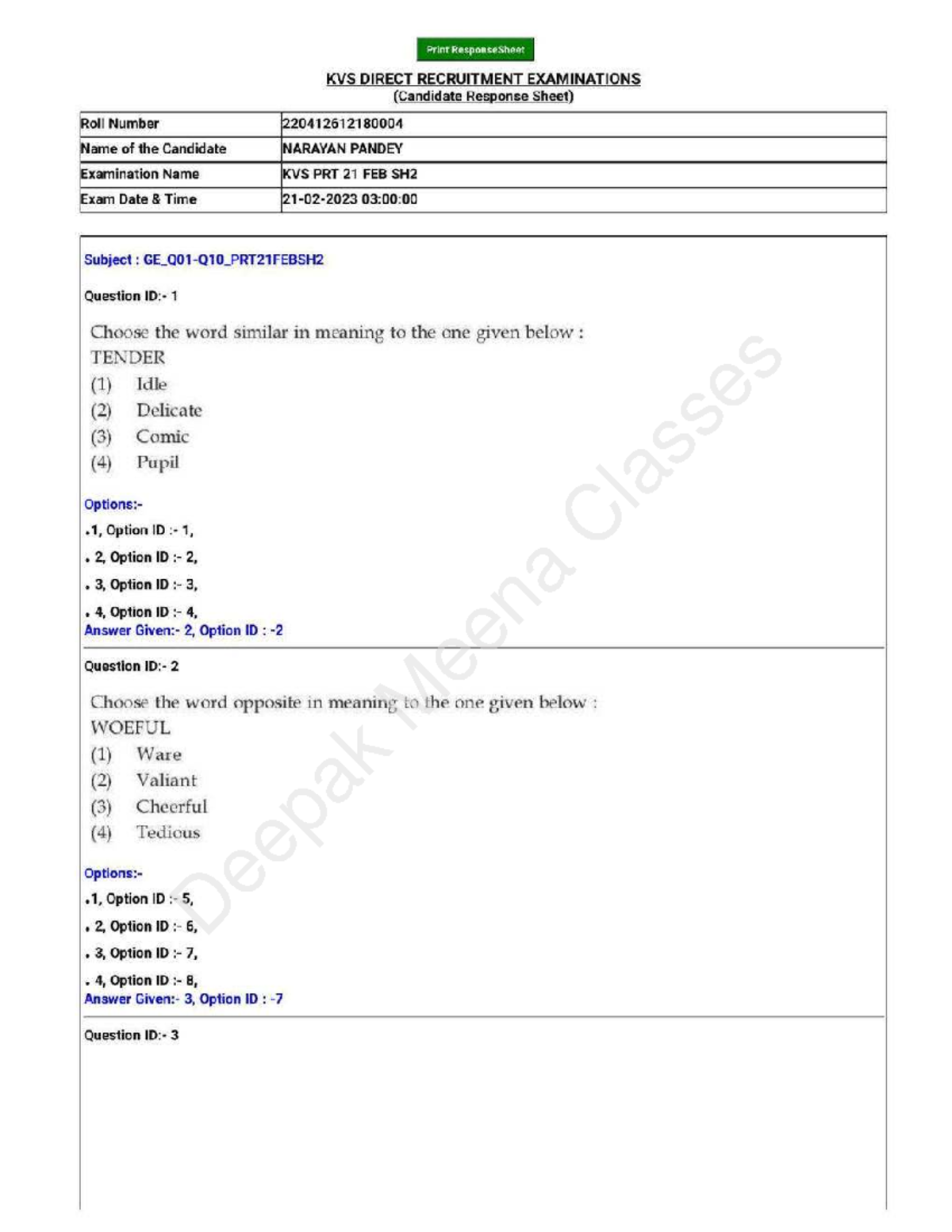 KVS PRT Exam Notes - 21 Feb 2023 Shift 1 - Studocu