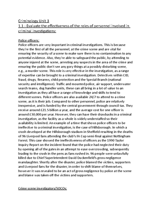 Unit 3 Criminology Assignment: Crime Scene Analysis and Report - Studocu