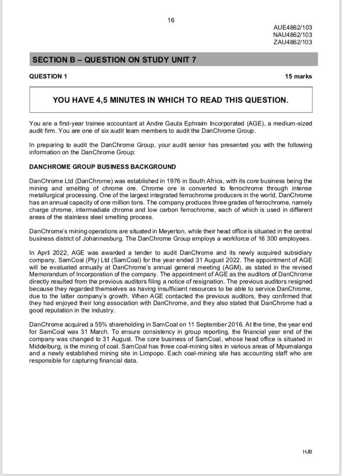 Class 2 Questions on DanChrome Group Audit Case Study - Studocu