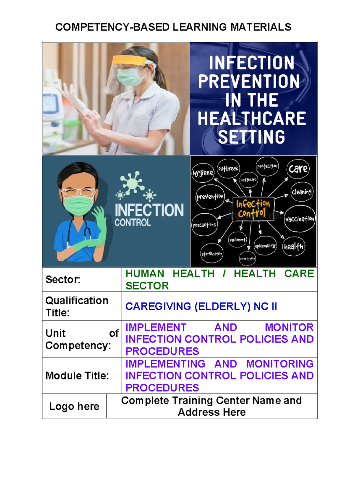 Implementing & Monitoring Infection Control: CBLM Common 1 HHC NC II ...