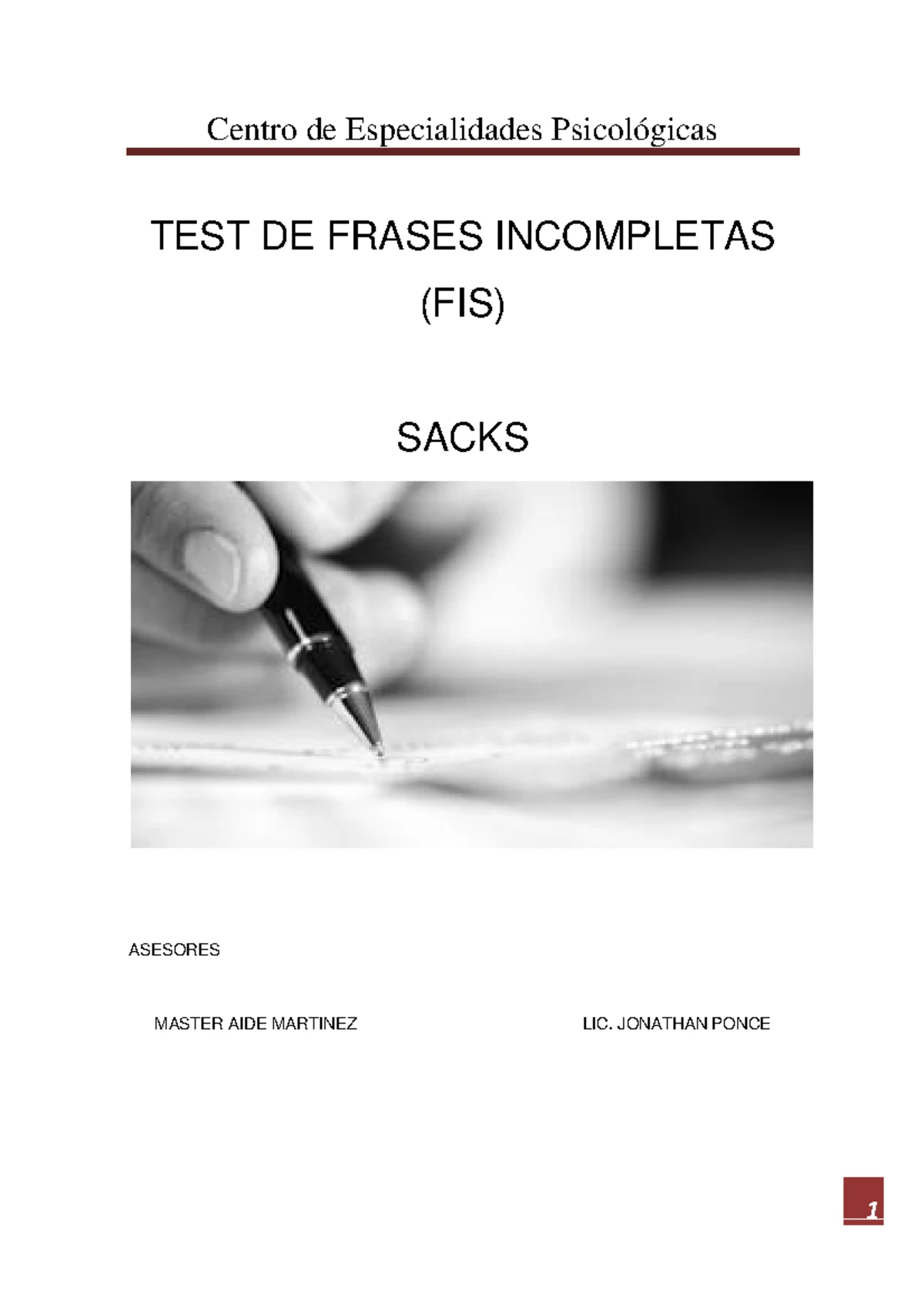 Medicina Set Test de Isaacs Instrucciones - DESCRIPCIÓN El set-test fue ...