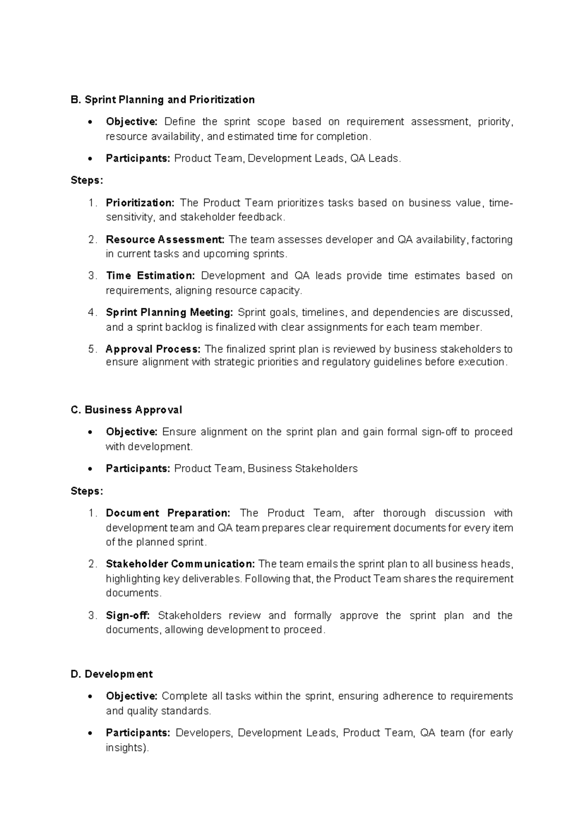 SOP 2 - Sprint Planning & Development Process Overview - Studocu