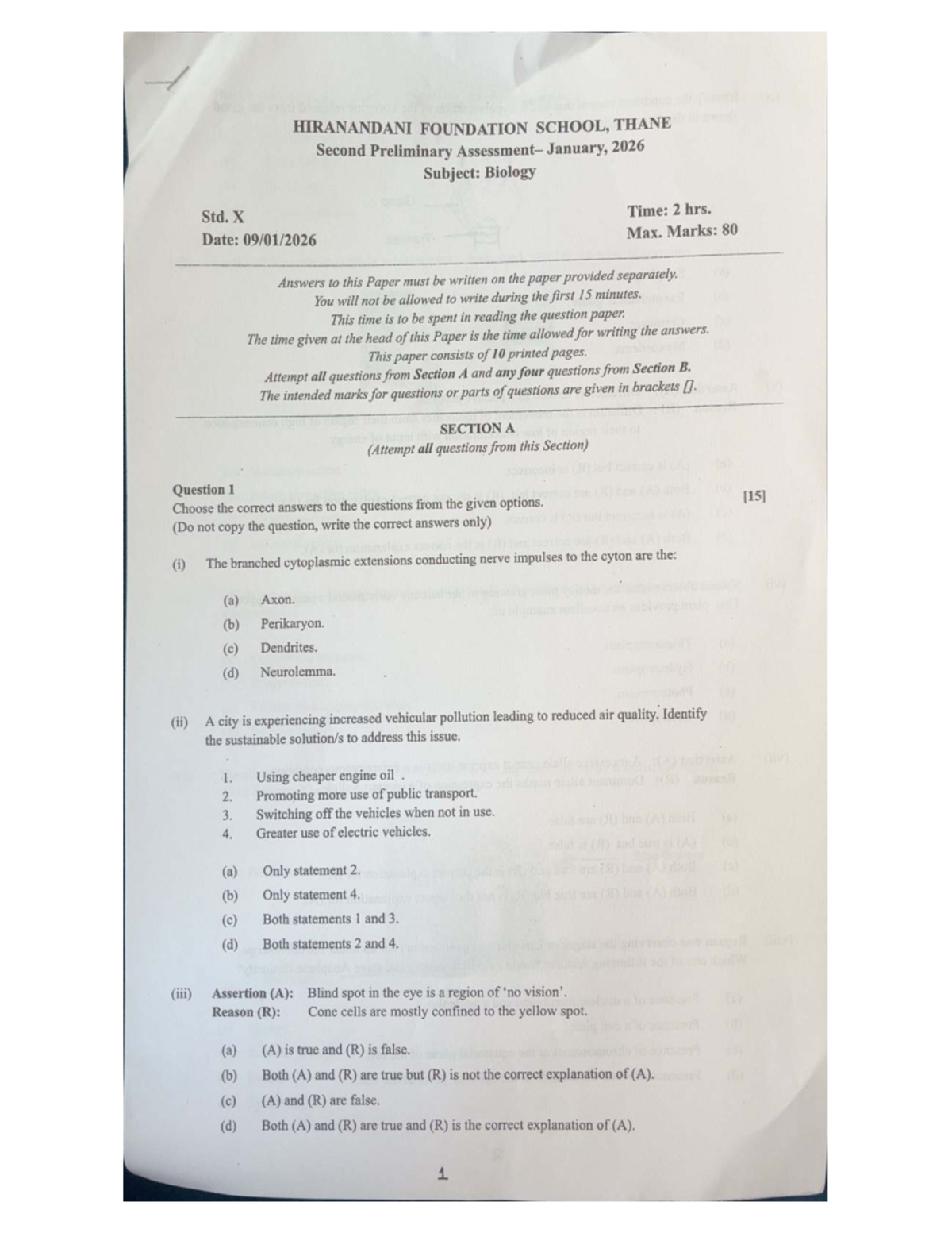 Biology Std. X Second Preliminary Exam Paper - Jan 2026 - Studocu