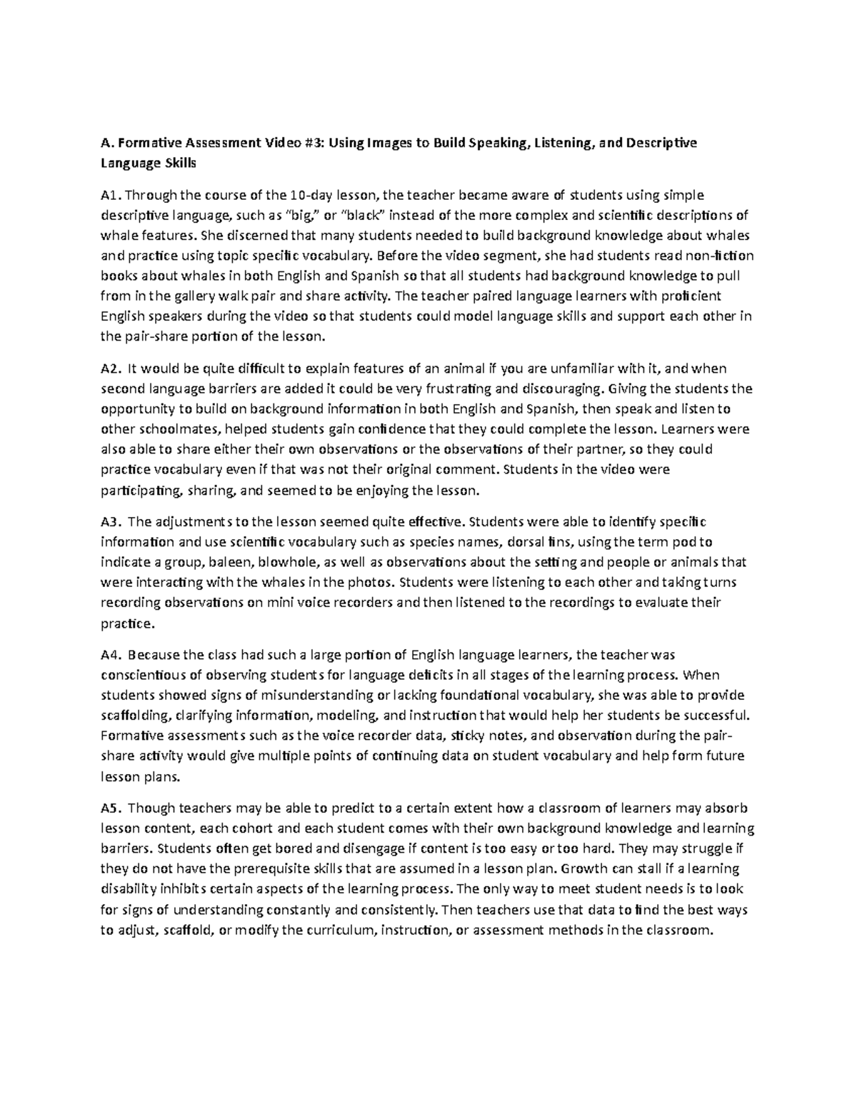 D091-task 1 - task 1 - A. Formative Assessment Video #3: Using Images ...