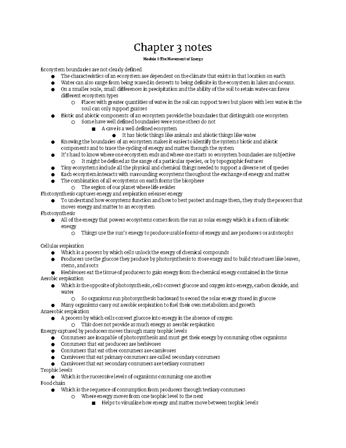 APES Chapter 3 Module 6: Energy Movement in Ecosystems Notes - Studocu