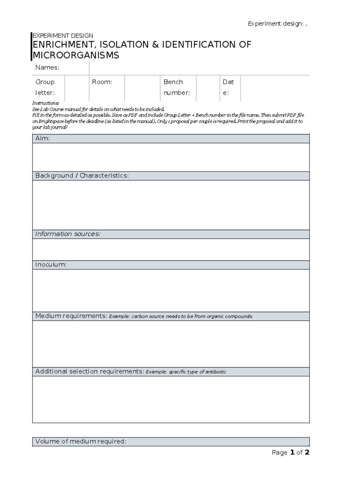 Experiment Design: Enrichment & Isolation of Microorganisms - Studeersnel