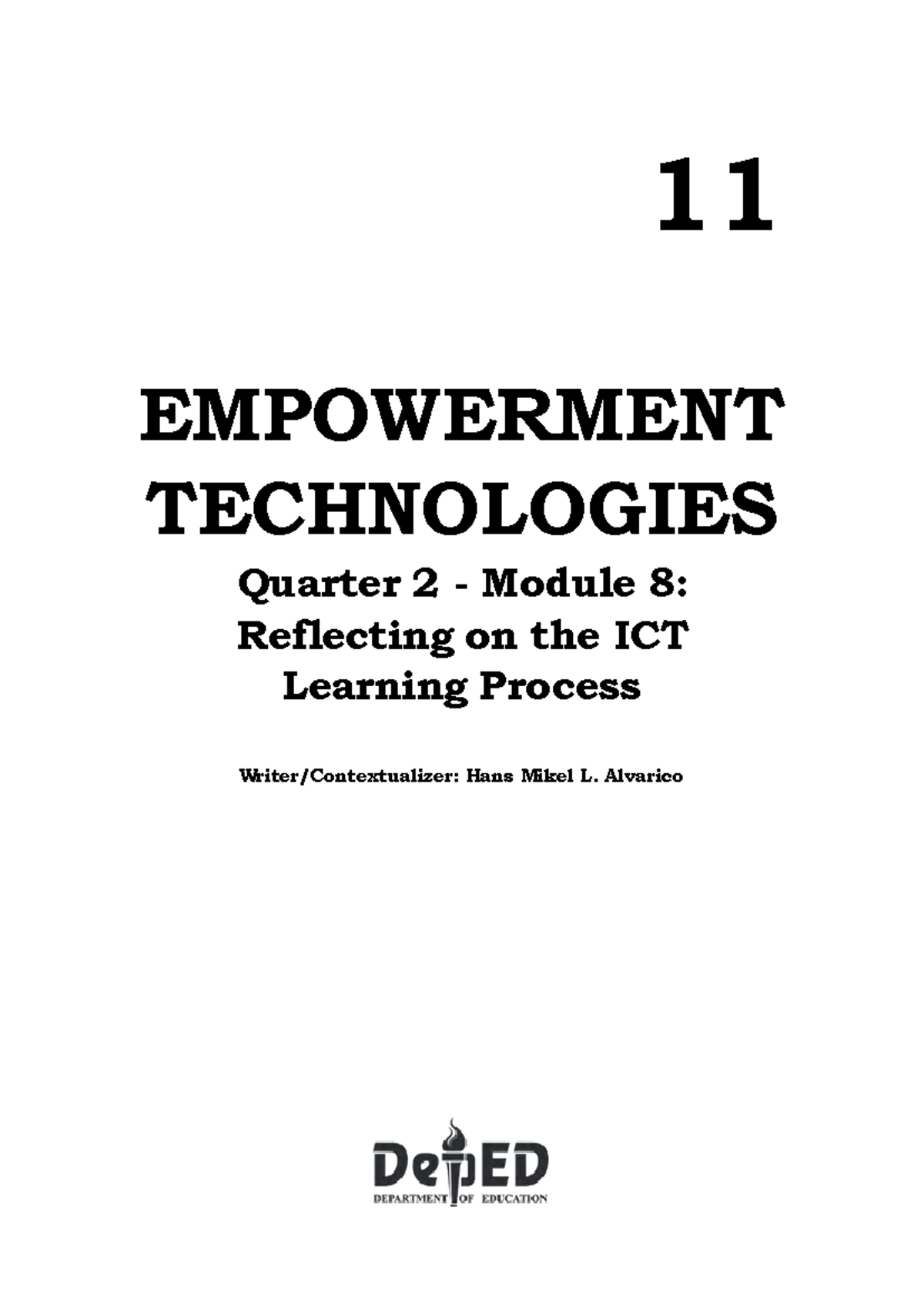 Q2 EM Tech - Module 8: Reflections on the ICT Learning Process - Studocu