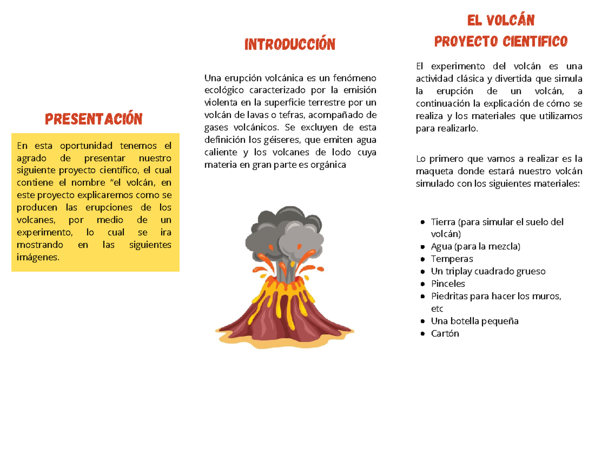 Volcanes - Proyecto Científico sobre Construcción de un Volcán - Studocu