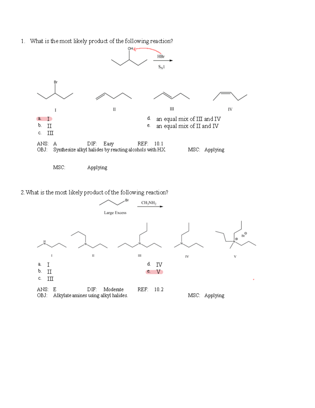 Practice Problems for Exam 4: Synthesis Reactions and Mechanisms - Studocu