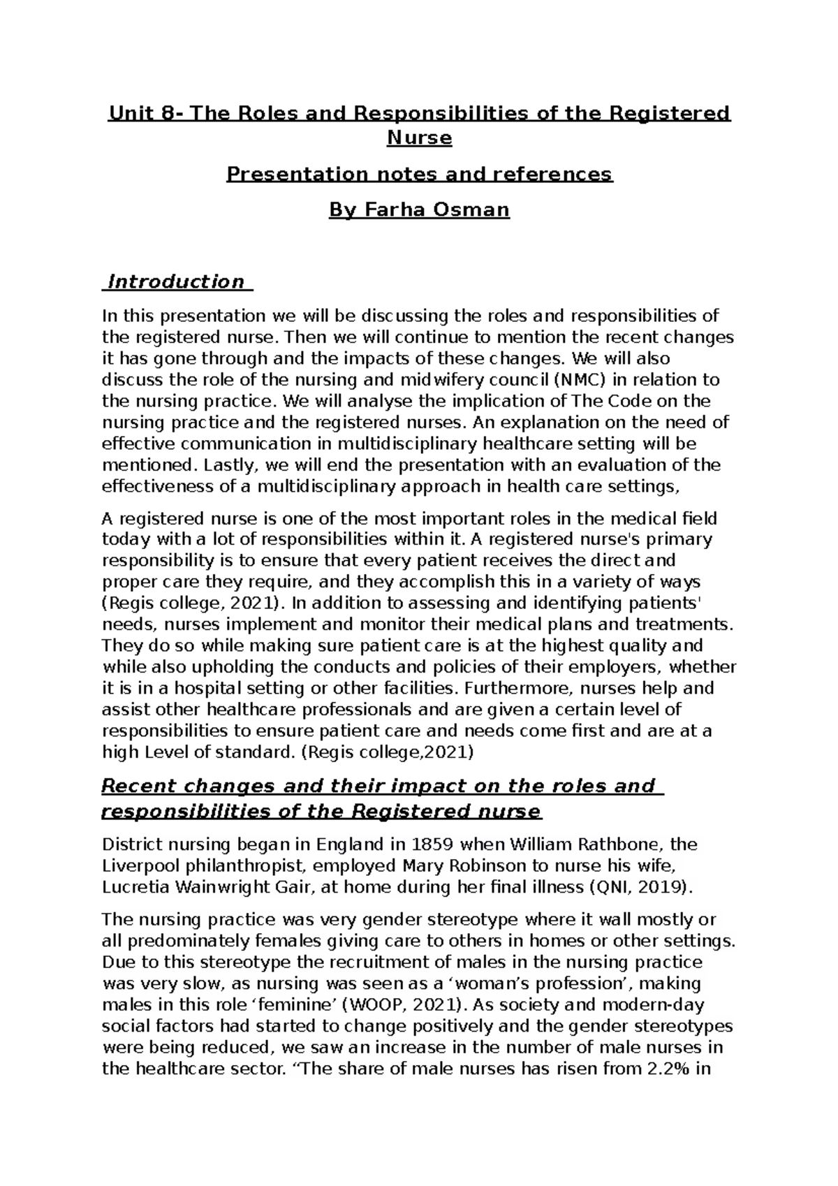 Unit 8- Presentation notes and references - Unit 8- The Roles and ...