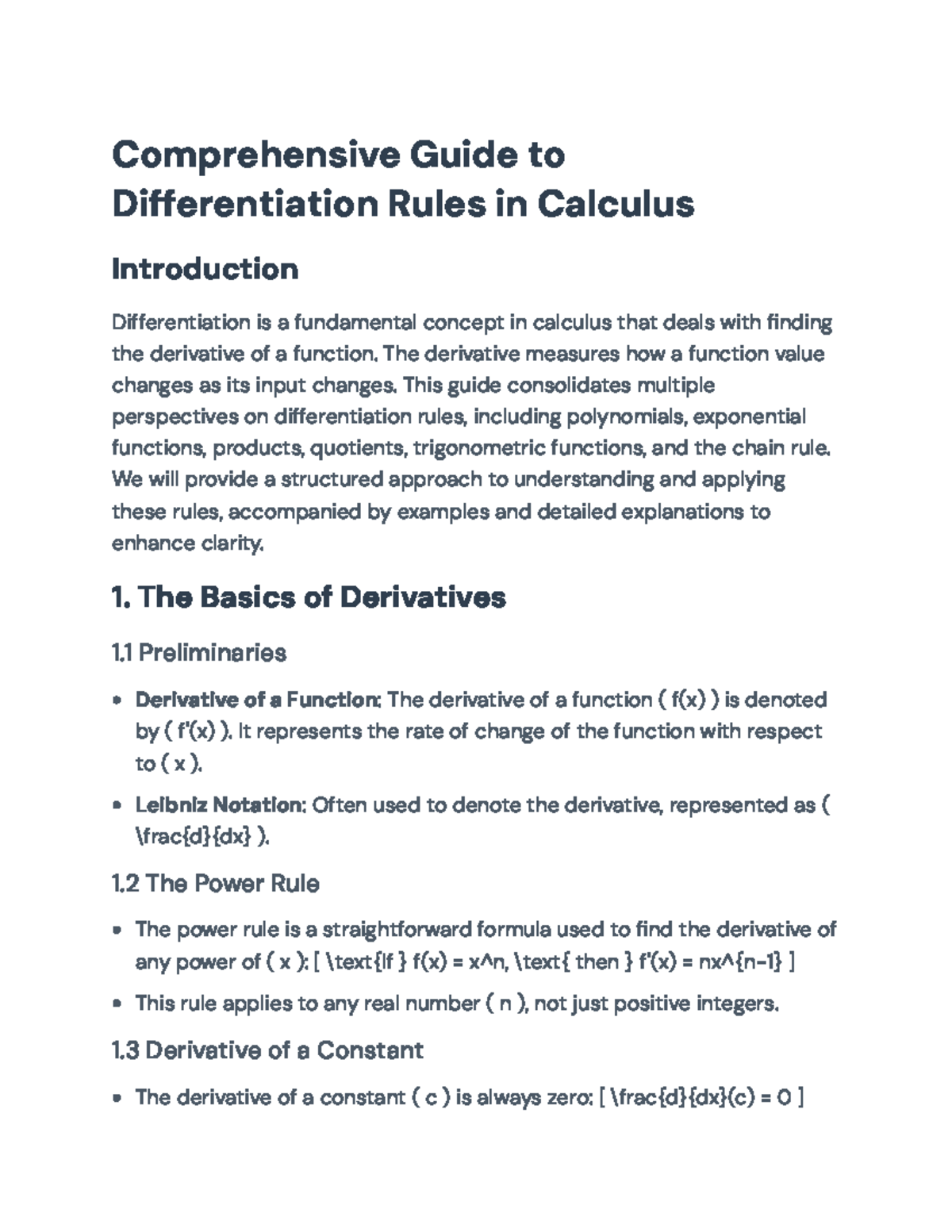 Differentiation Rules Guide for Calculus: Concepts & Examples ...