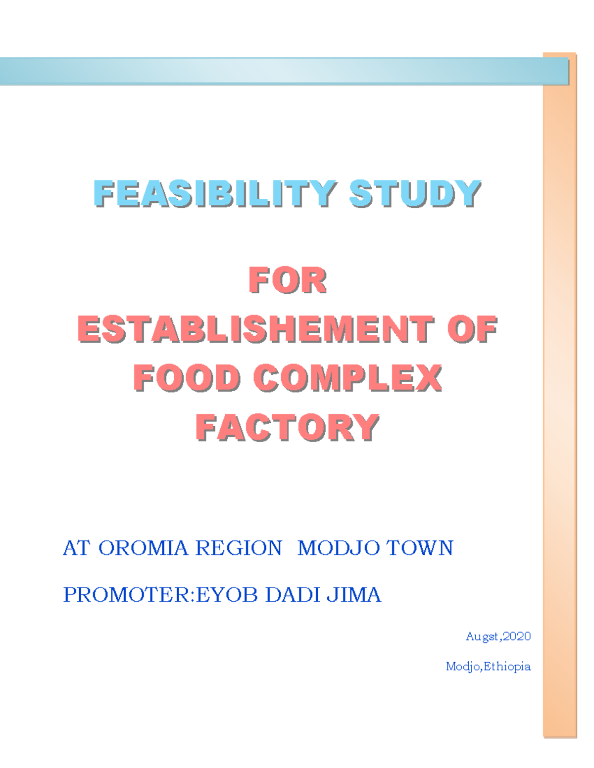Feasibility Study for Establishing Food Complex Factory in Modjo ...