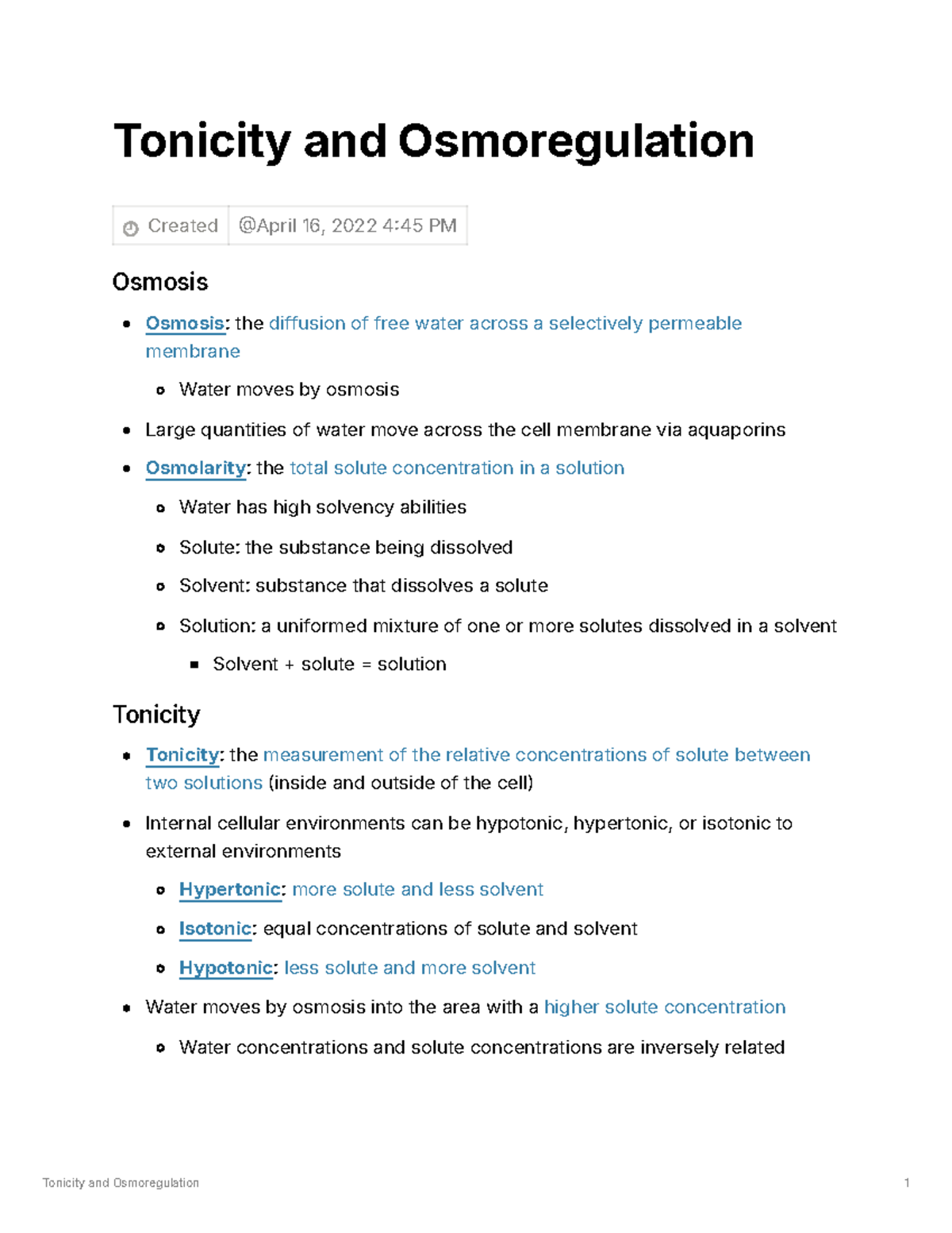 AP BIO - Unit 2.8: Tonicity and Osmoregulation Overview - Studocu