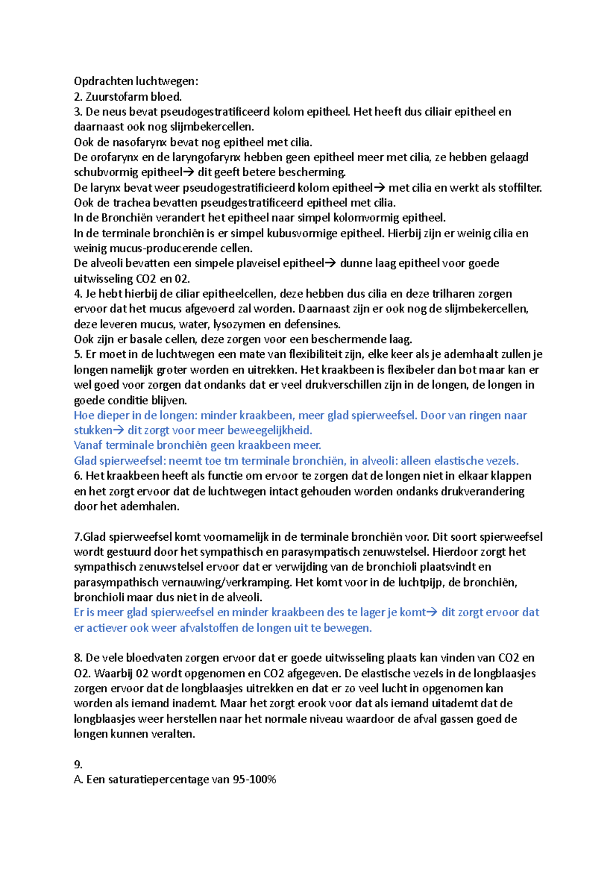Opdrachten Luchtwegen: Anatomie, Fysiologie en COPD Studie - Studeersnel