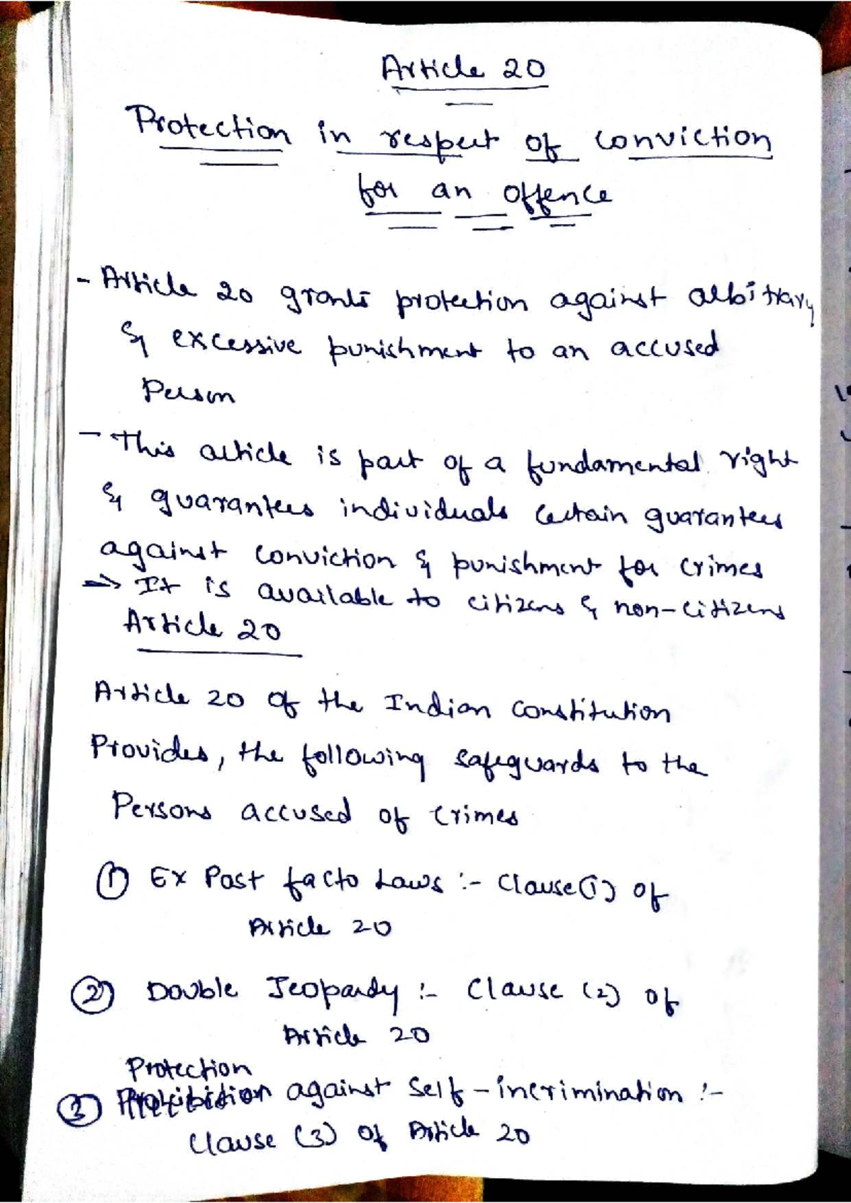 Article 20 - Fundamental Rights: Safeguards Against Conviction - Studocu