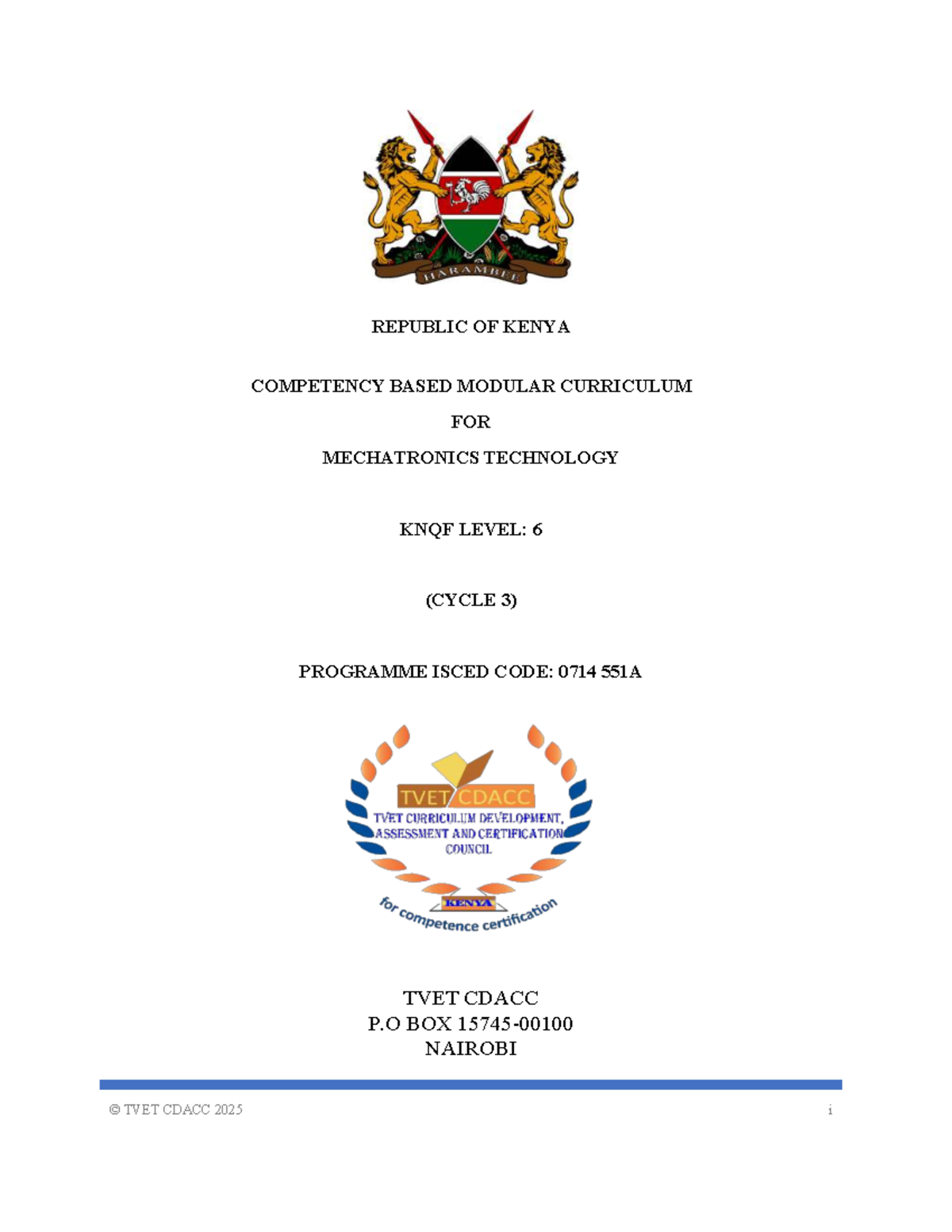 Mechatronic Technology Modular Curriculum Level 6 (KNQF Cycle 3) - Studocu