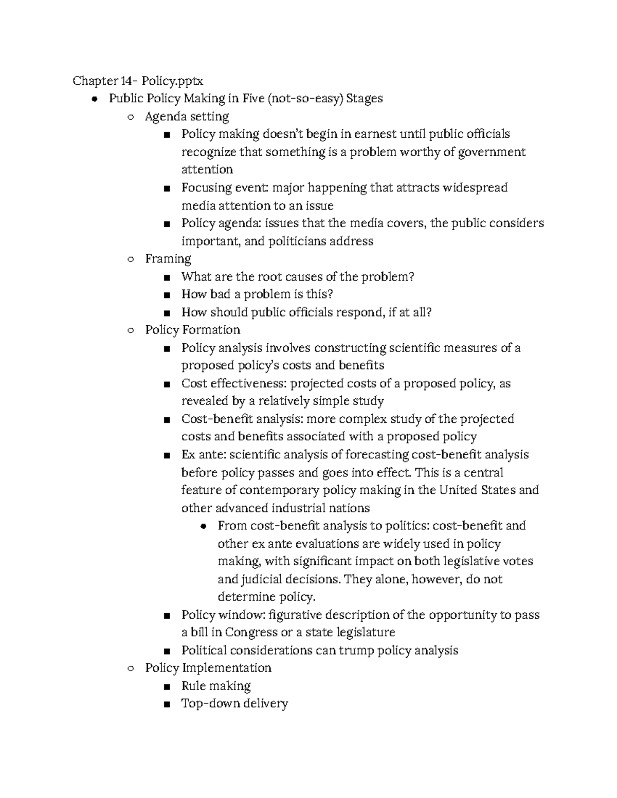 Chapter 14: Domestic and Foreign Policy Analysis and Overview - Studocu