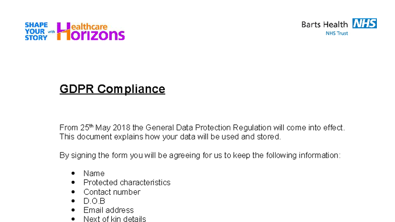 GDPR Compliance for Careers Event Application Form - Studocu