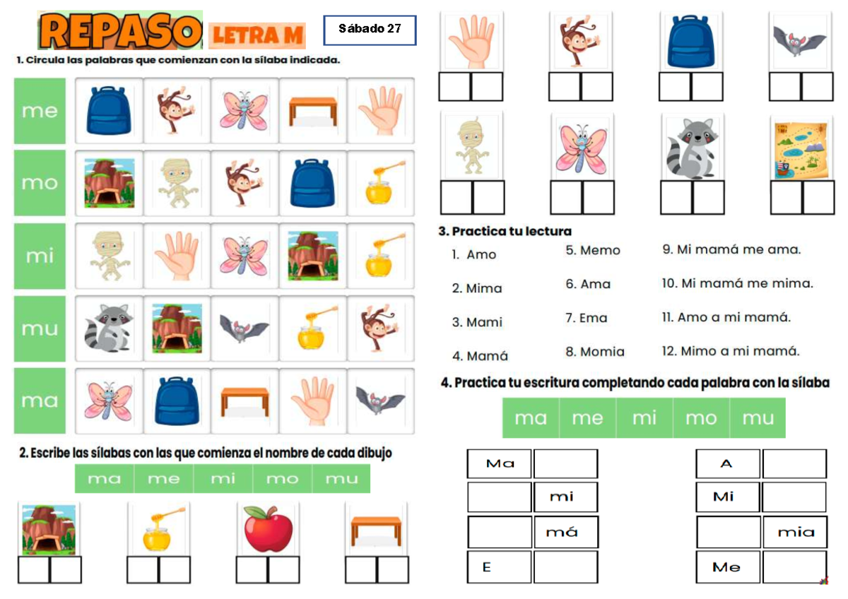Refuerzo de Lectura y Escritura: Repaso de Letras M, P, L, S - Studocu