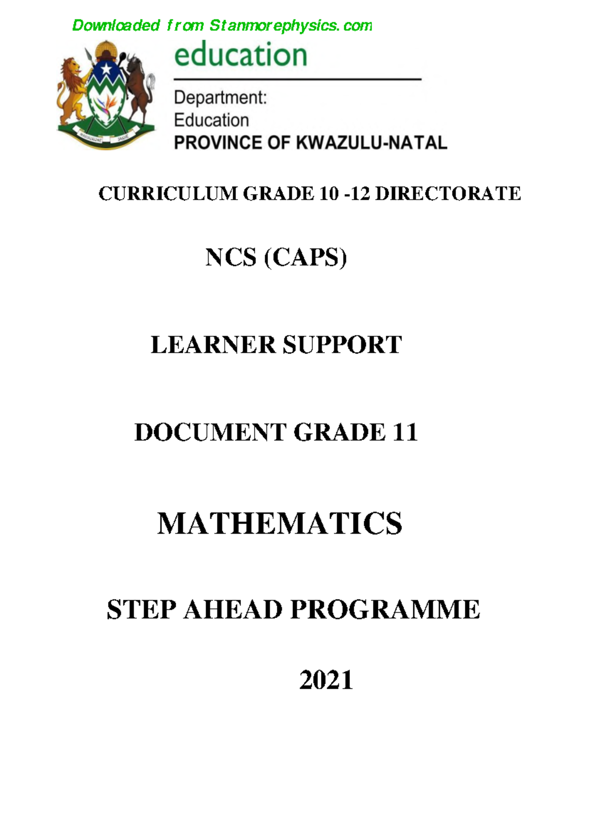 Grade 11 Maths: STEP Ahead Learner Support & Strategies (2021) - Studocu
