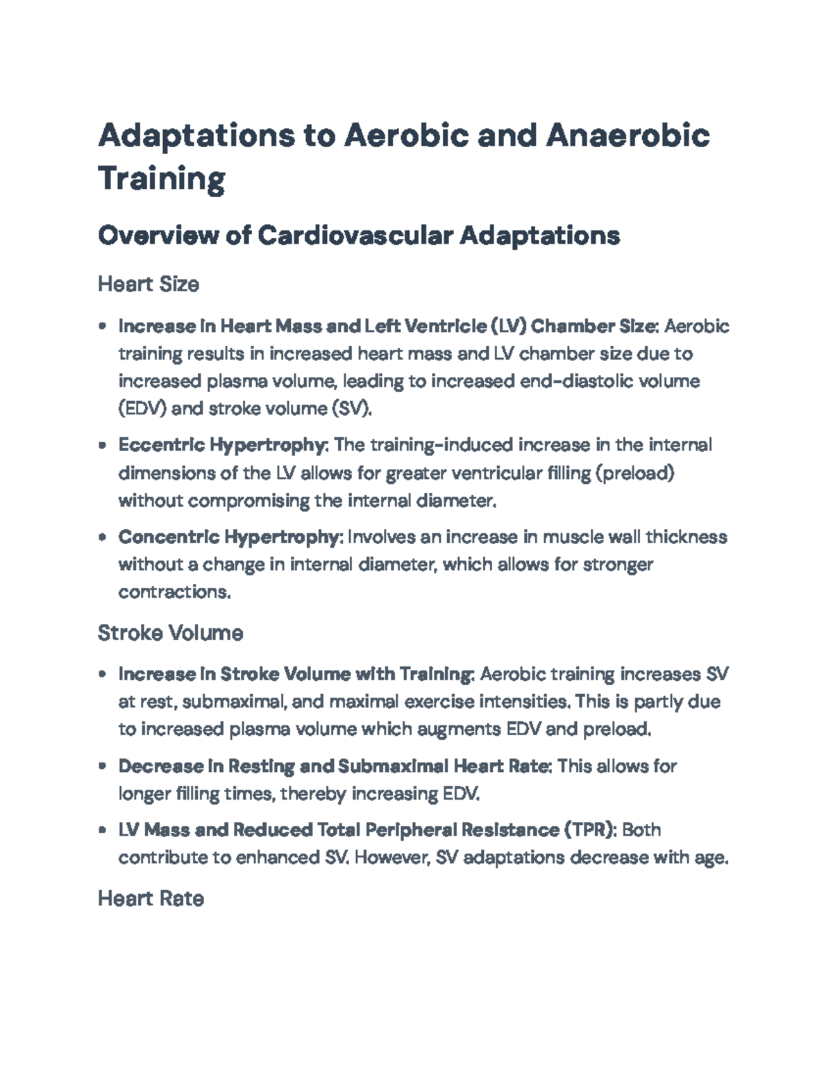 Cardiovascular and Muscular Adaptations from Aerobic & Anaerobic ...