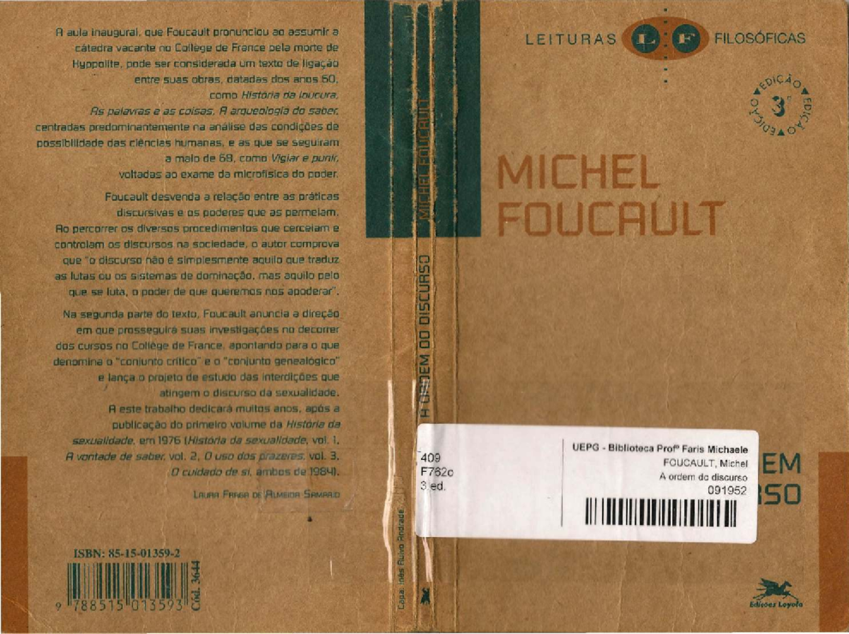 Foucault, Michel - A Ordem do Discurso: Aula Inaugural no Collège de ...