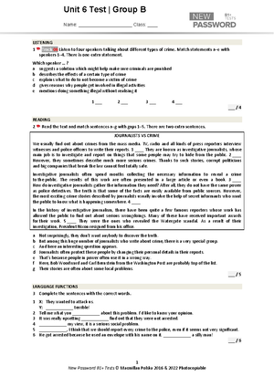 New Password B1 UT 4B - Test podsumowujący do Unitu 4 - Unit 4 Test ...