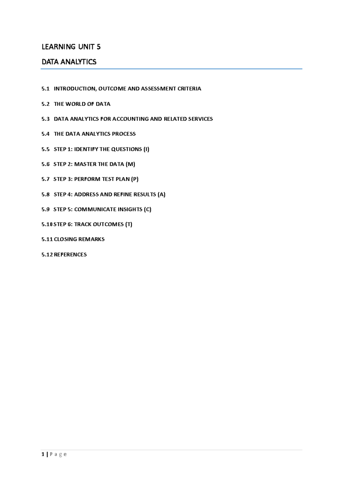 AIN3701 Learning Unit 5: Data Analytics Process & Insights - Studocu
