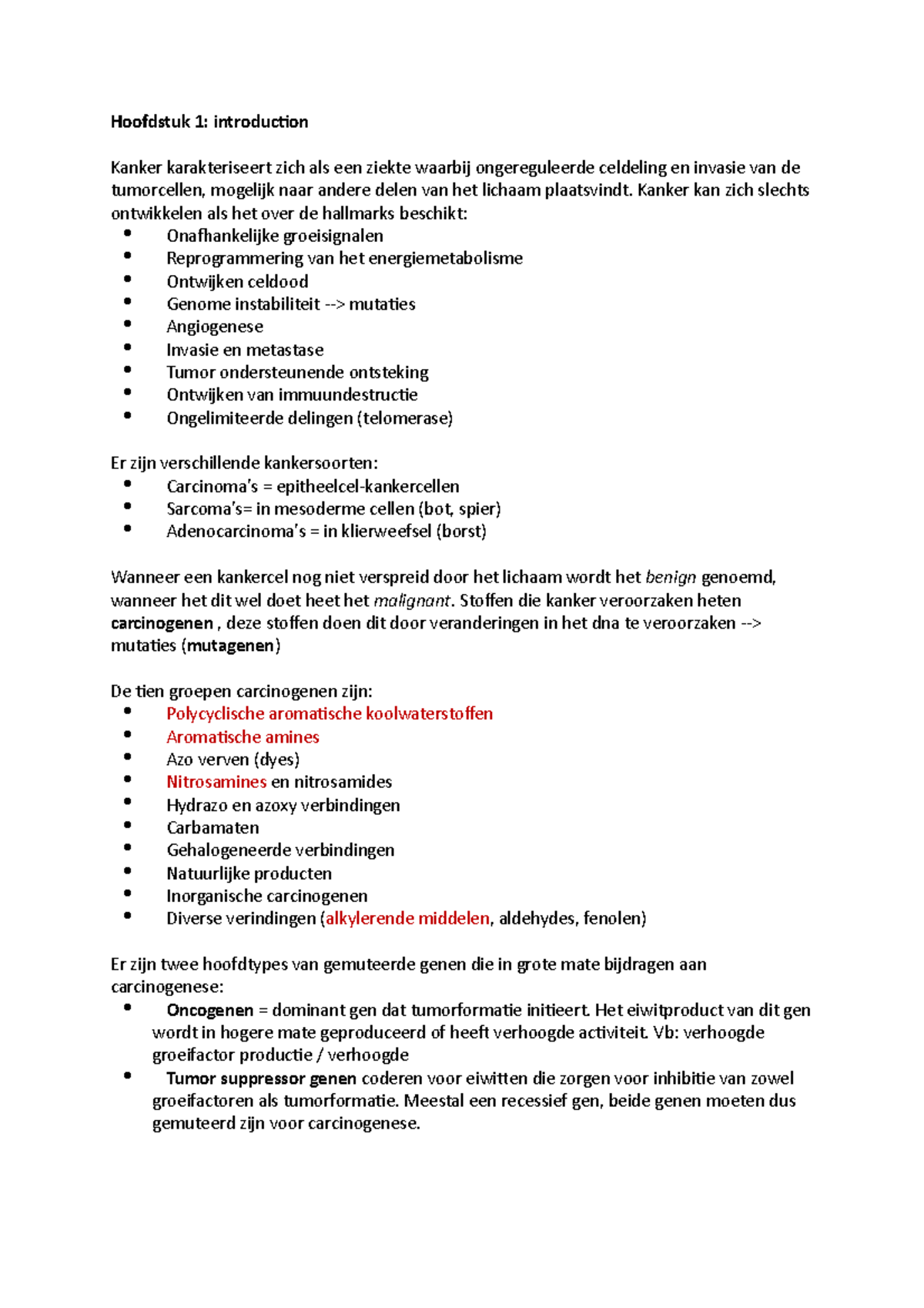 Samenvatting Kanker H1 t/m H4, Inclusief Genregulatie en Therapieën ...