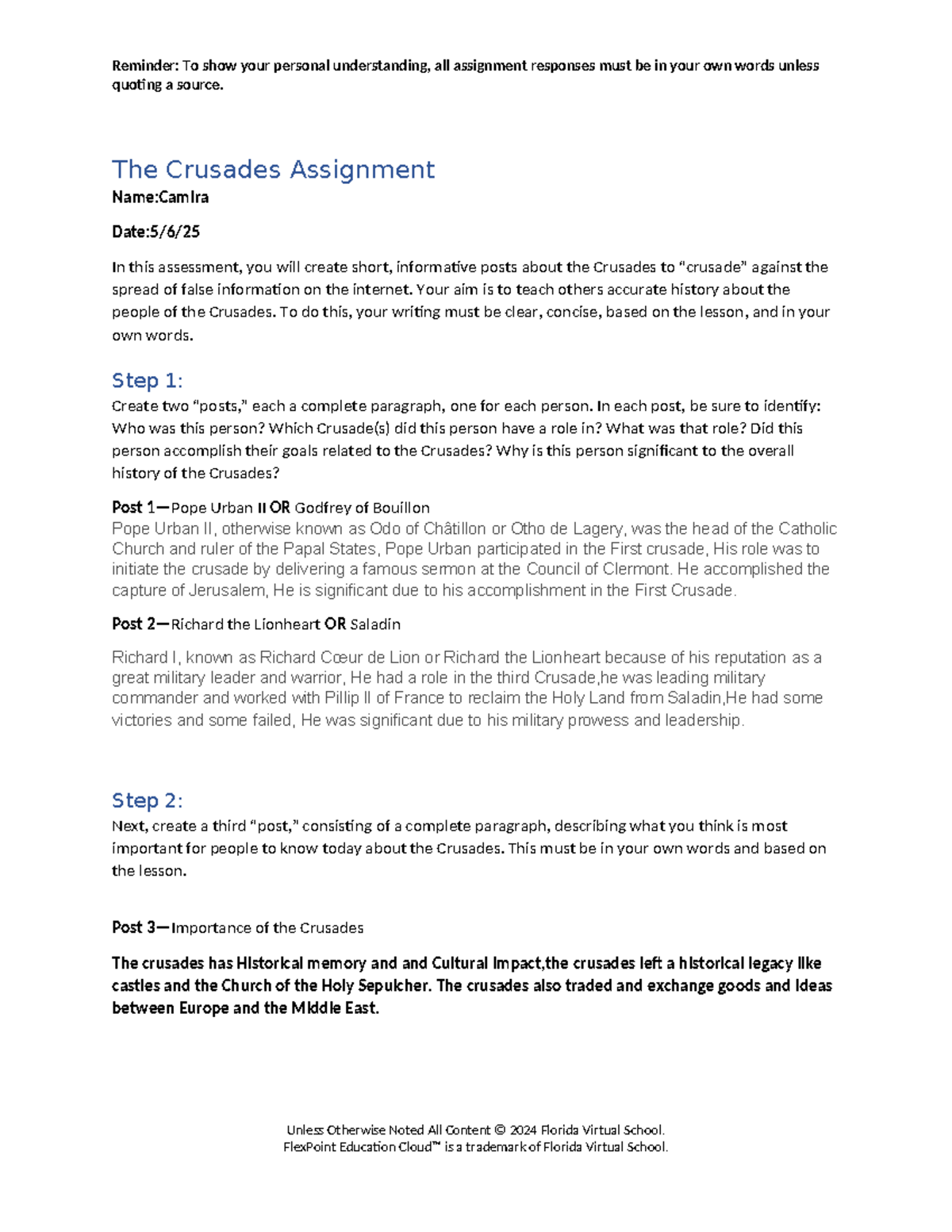 The Crusades Assignment: Understanding Key Figures and Their Impact ...