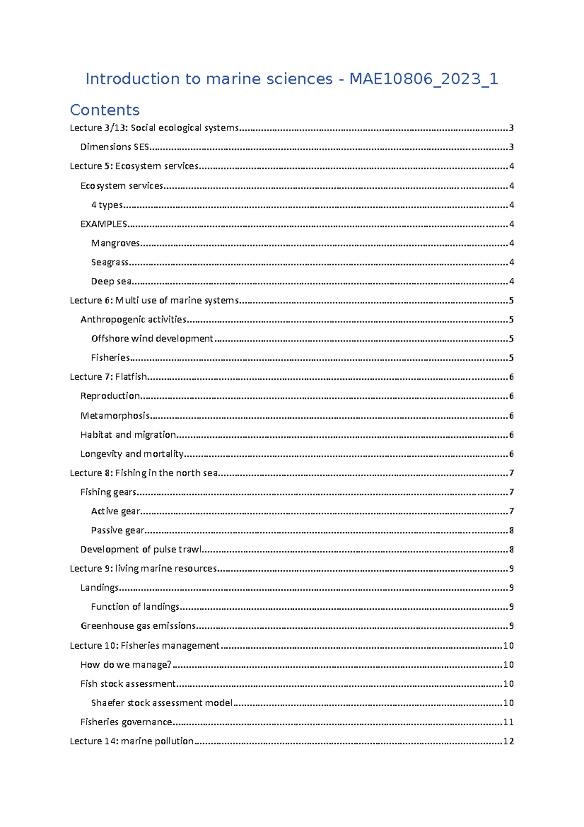 MAE10806 Lecture Notes: Introduction to Marine Sciences Overview ...
