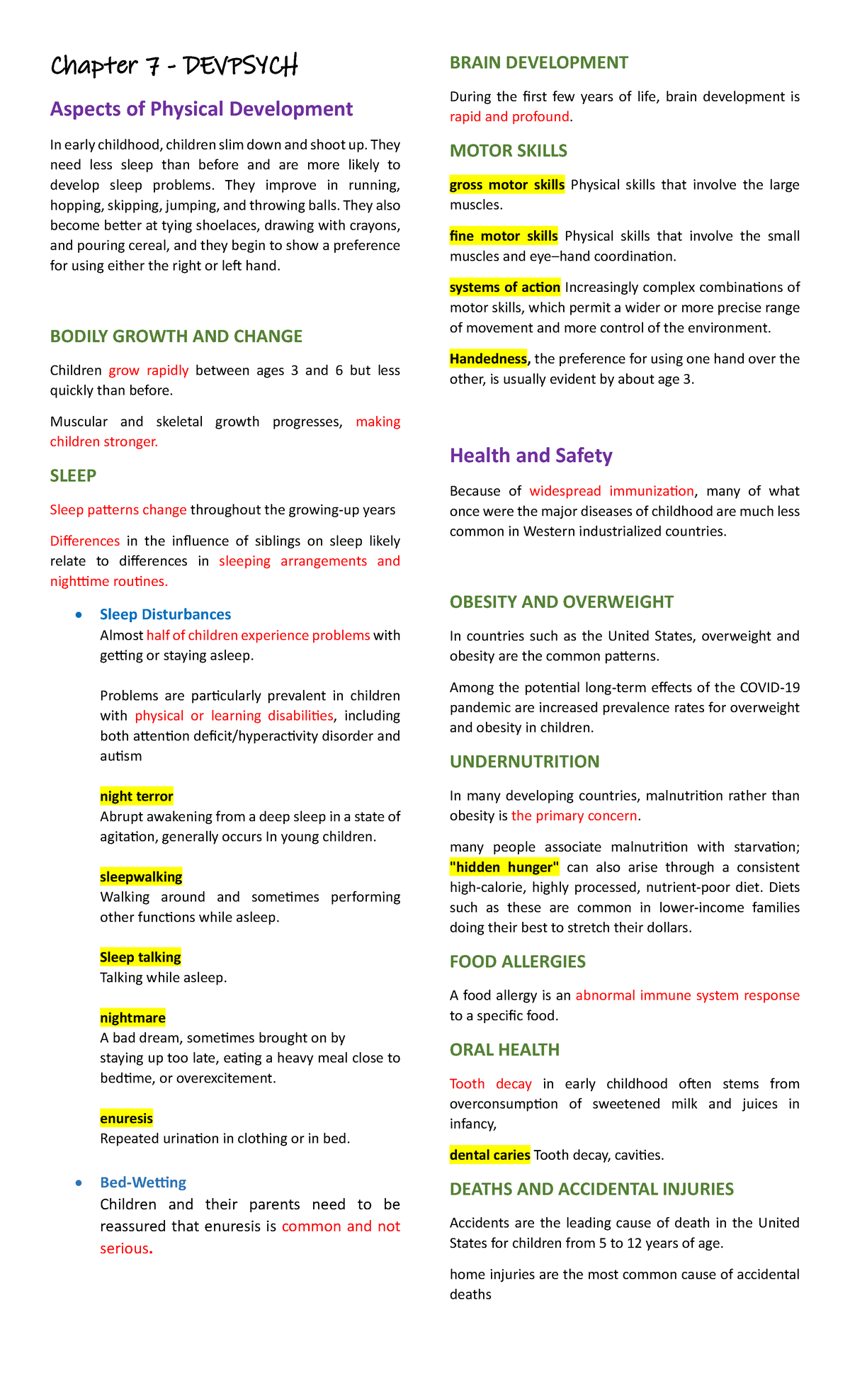 Chapter 7 Summary: Key Aspects of Developmental Psychology (DEVPSYCH ...