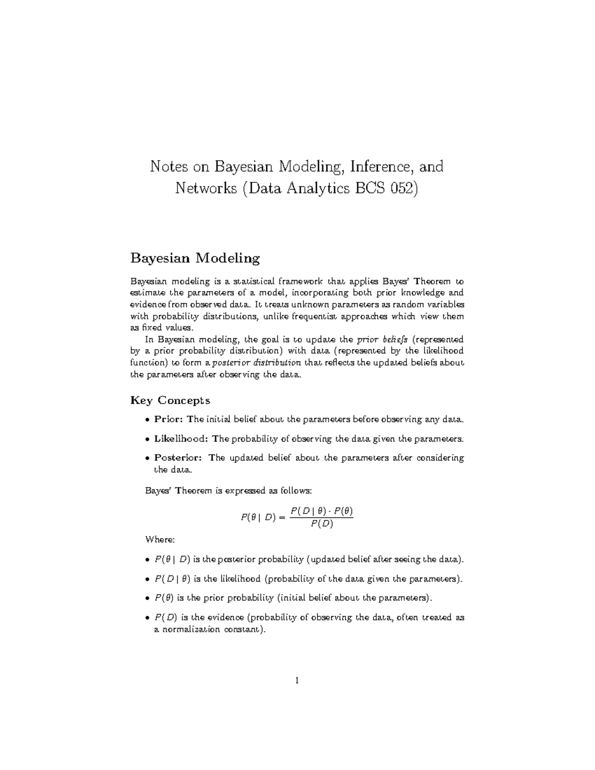 Bayesian Modeling and Inference Notes (Data Analytics BCS 052) - Studocu