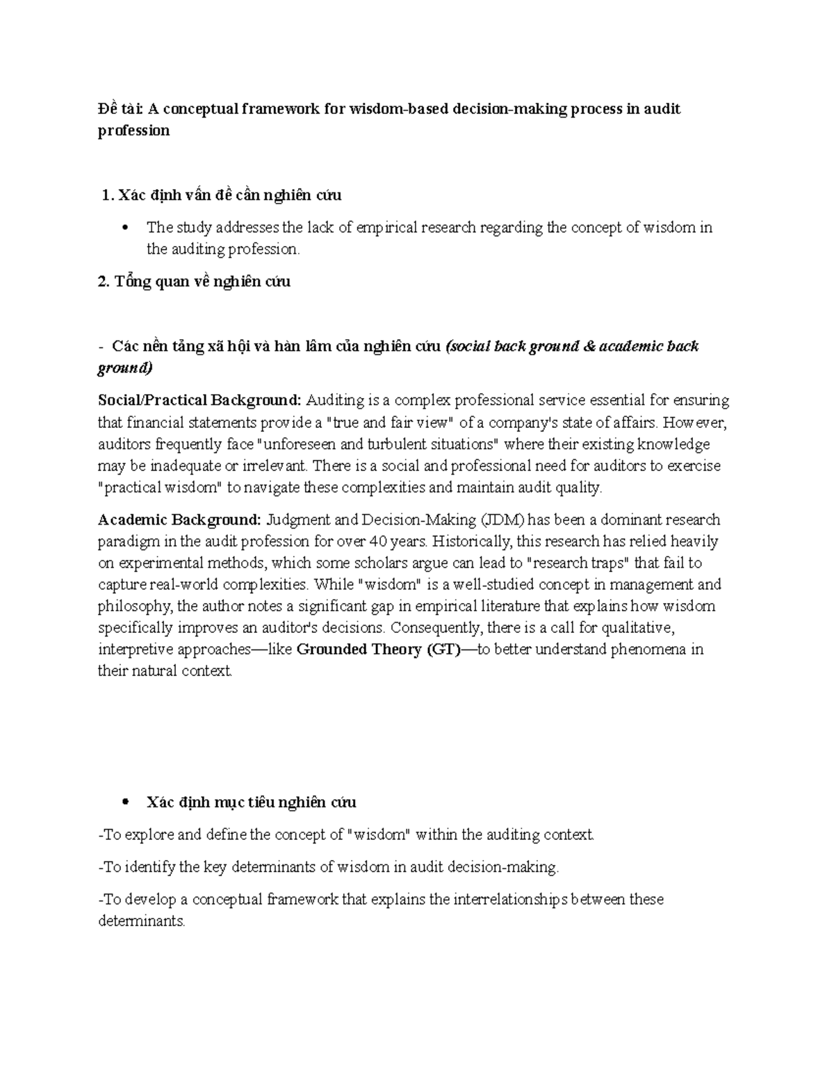 NCKH: A Conceptual Framework for Wisdom in Auditing Practices - Studocu