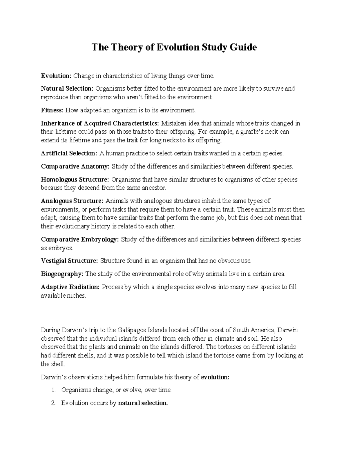 Evolution 101: Comprehensive Study Guide for Understanding Evolutionary ...