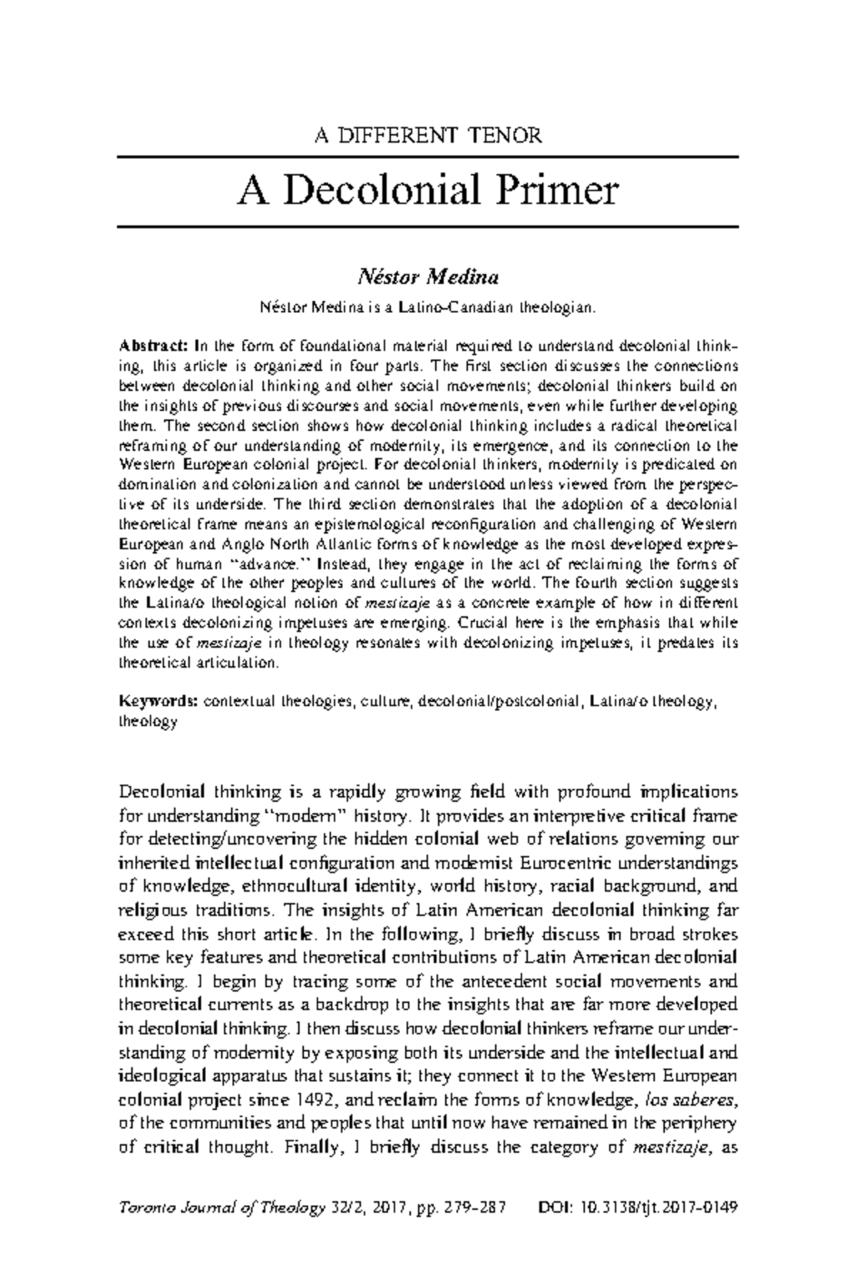 Disability Theology and Decolonial Thought: A Critical Intersection ...
