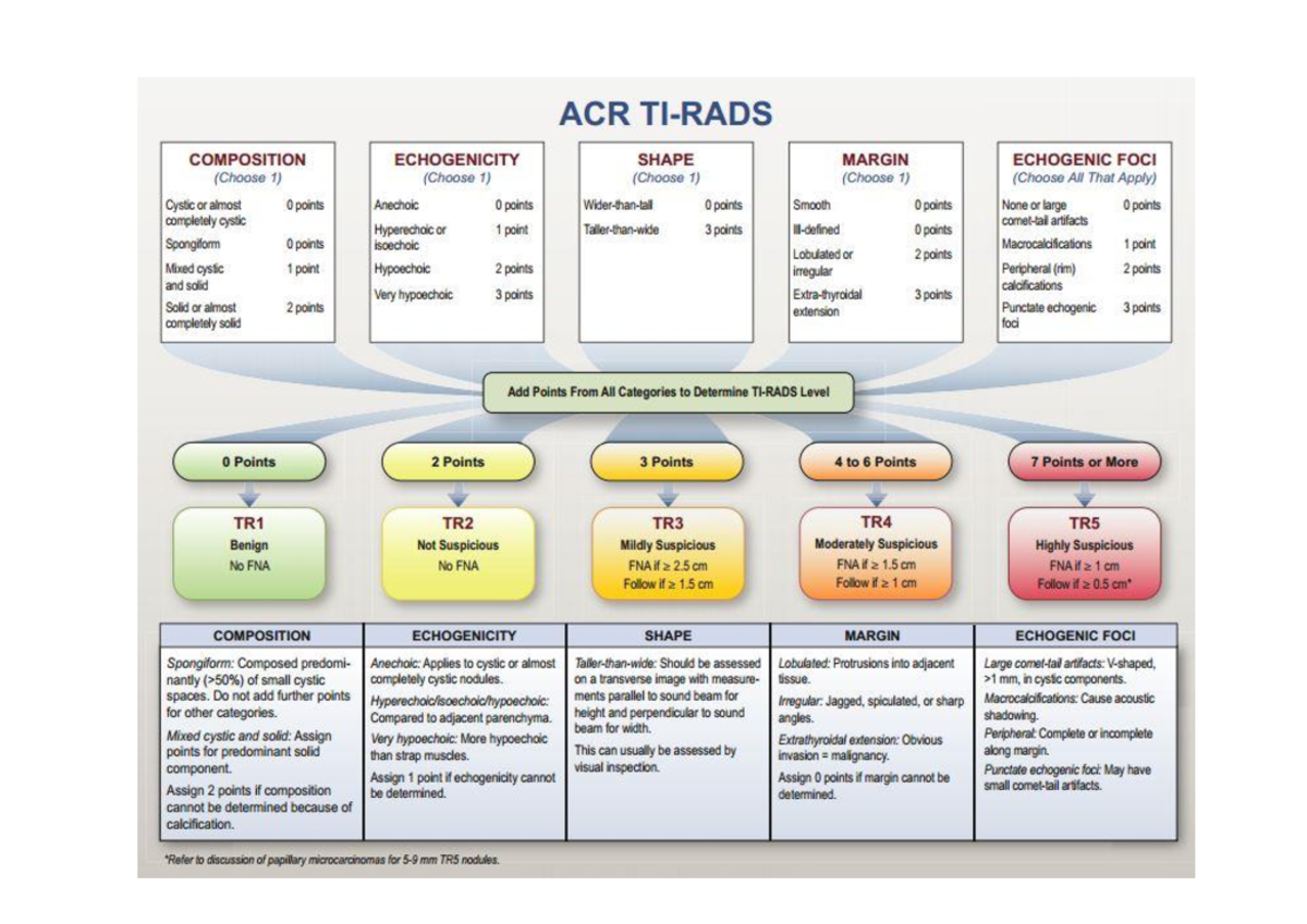 TI rads - un cuadro de resumen del tirads - ACR COMPOSITION ...