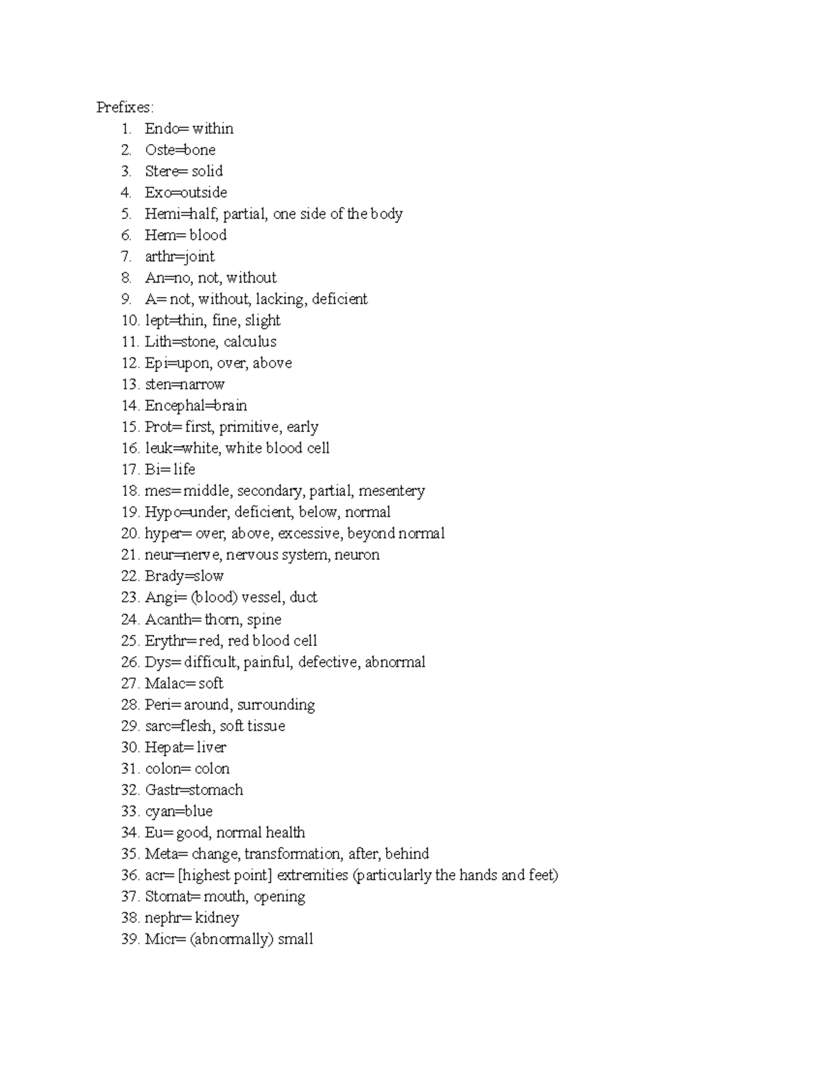Med Terms Study Guide: Prefixes & Combining Forms Explained - Studocu