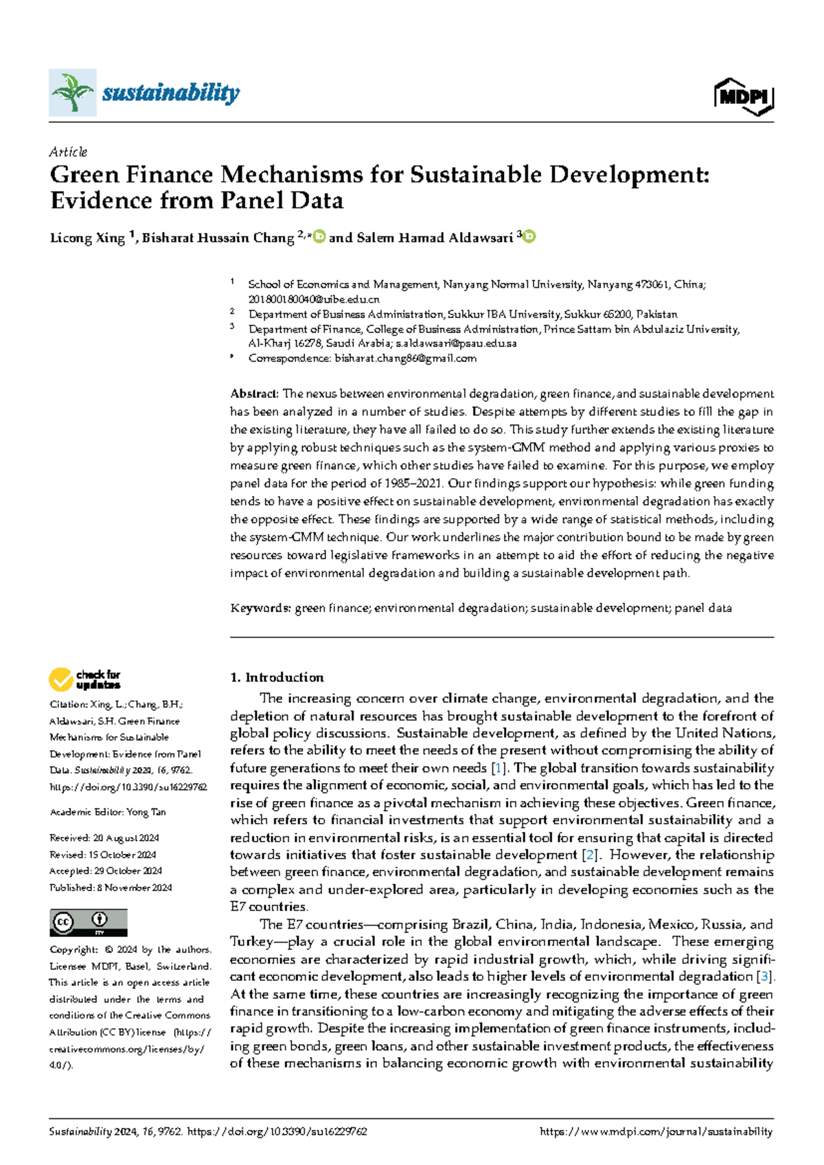 Green Finance Mechanisms for Sustainable Development in E7 Countries ...