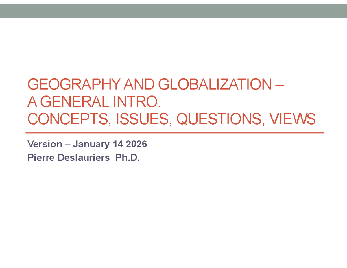 GEOG 210 Week 2 - Geography and Globalization Concepts and Issues - Studocu