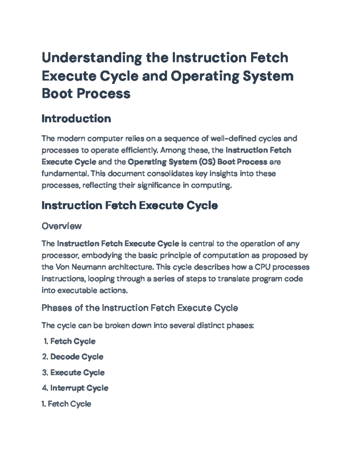 Understanding Instruction Fetch Execute Cycle and OS Boot Process ...