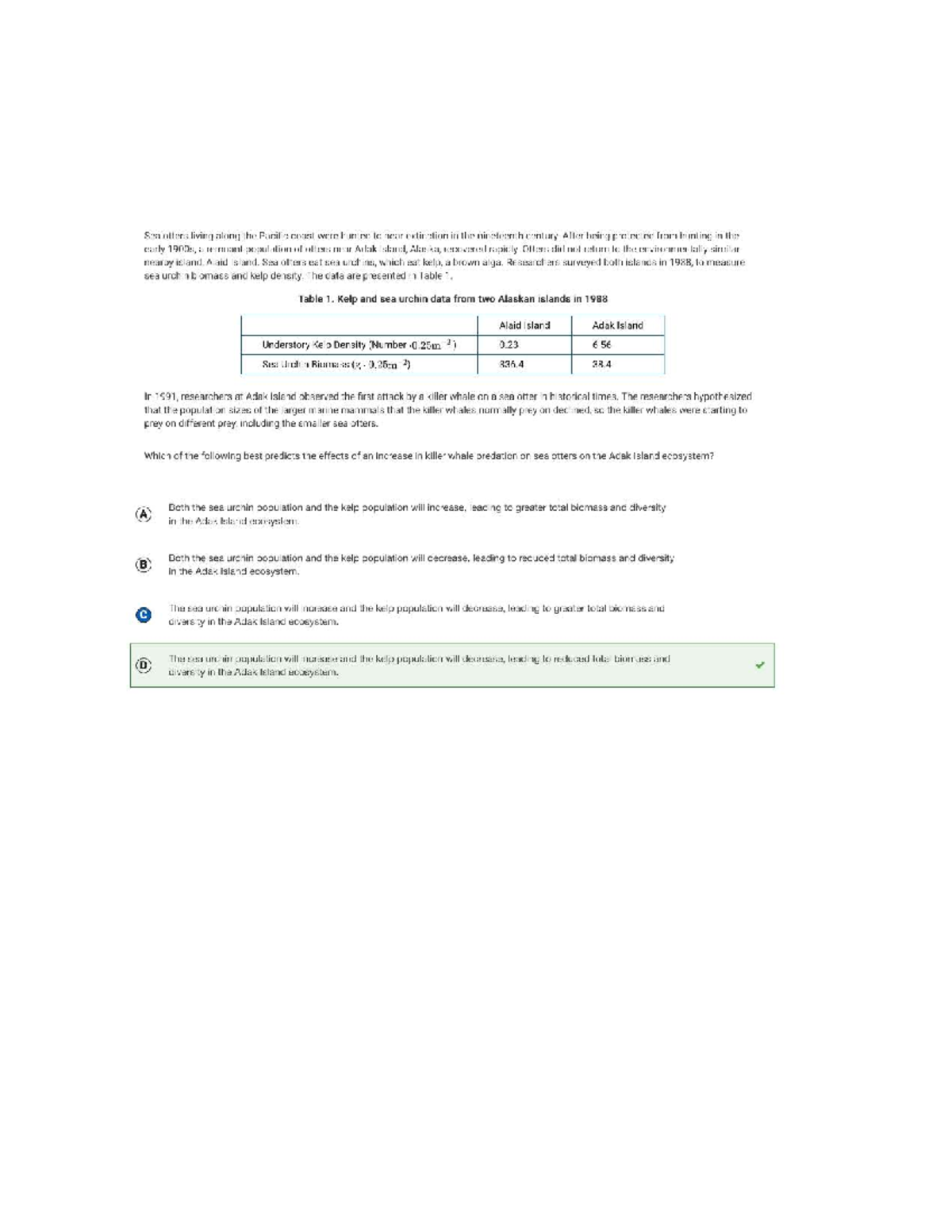 AP Biology Case Study: Sea Otter Recovery and Ecosystem Dynamics - Studocu