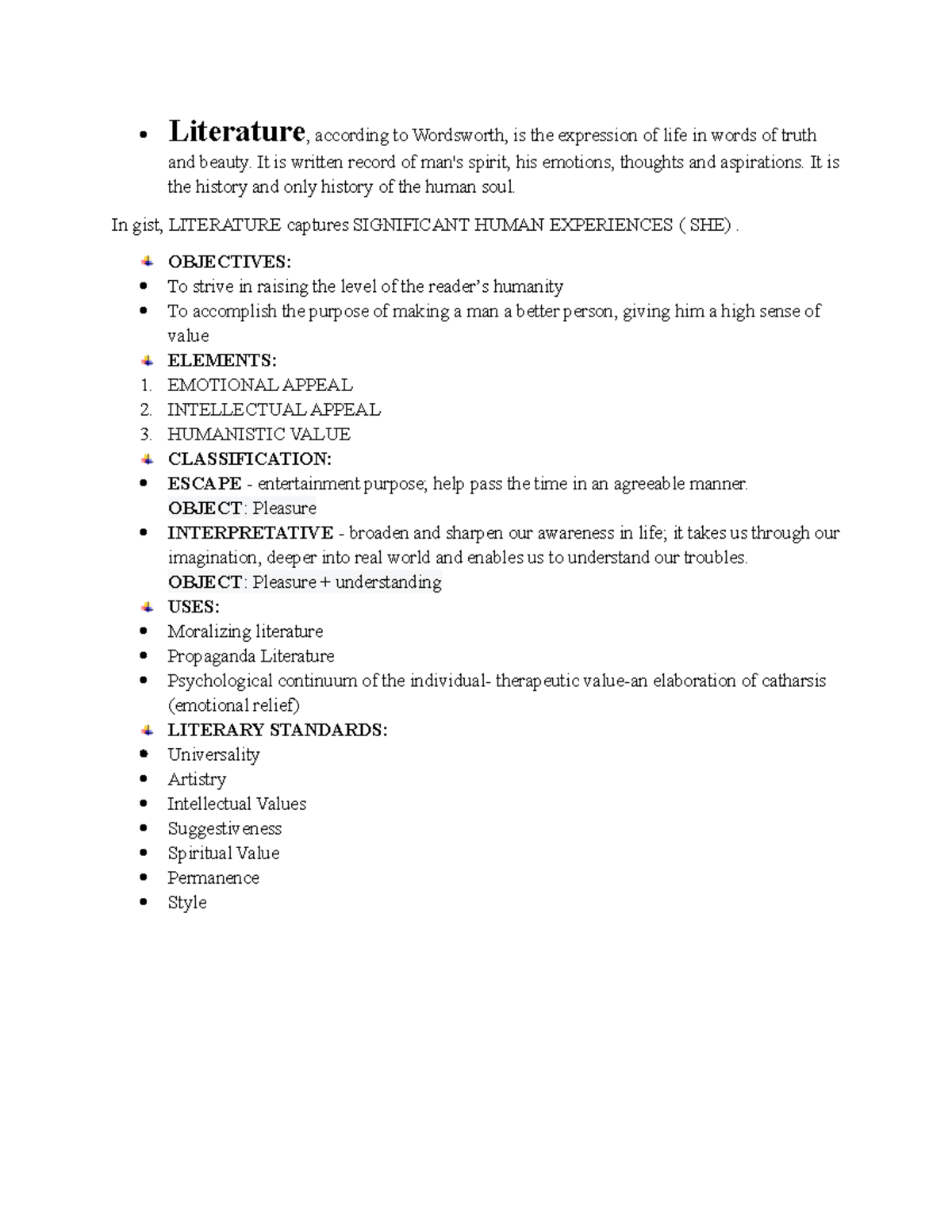 Intro to Lit: Concepts, Elements & Types of Literature Overview - Studocu