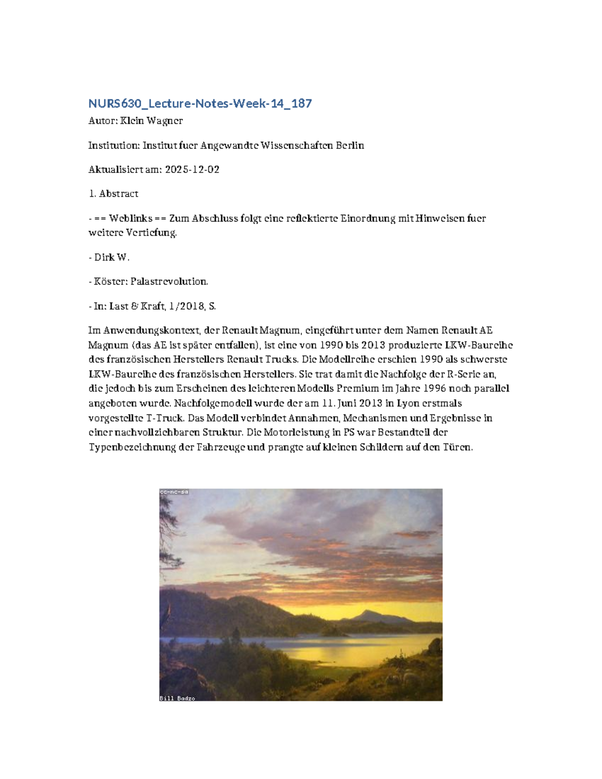 NURS630 Lecture Notes: Renault Magnum Overview and Analysis - Studocu