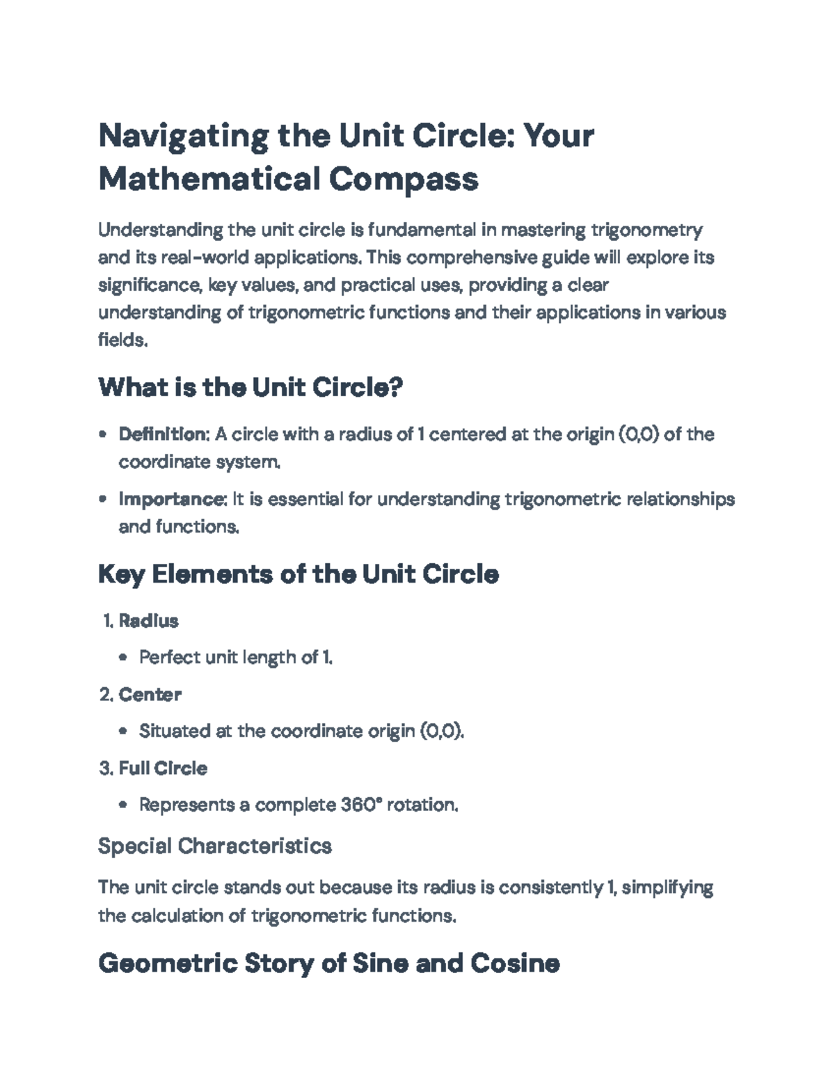Mastering the Unit Circle: A Comprehensive Guide to Trigonometry ...