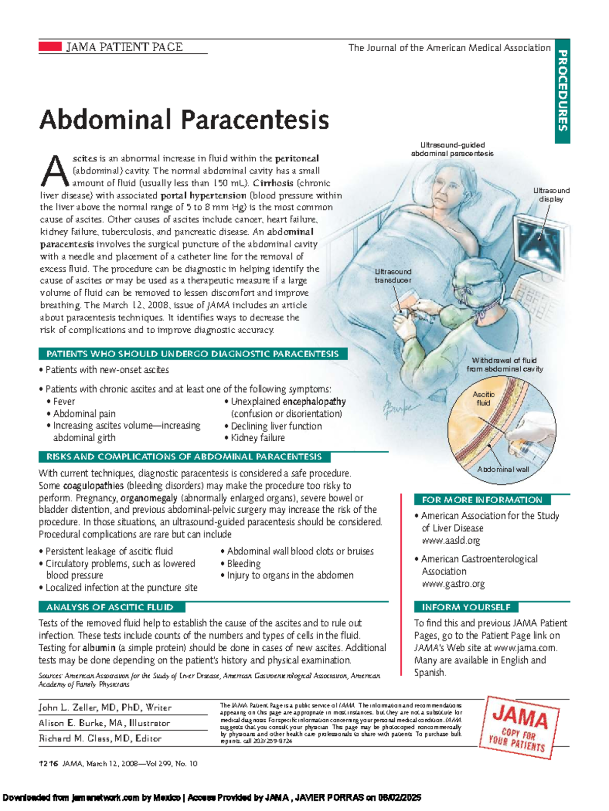 JAMA Patient Page: Abdominal Paracentesis Overview and Techniques - Studocu